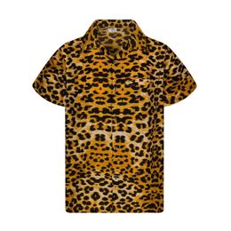 King Kameha Button Up Shirt 'Leopard' boy Beige size 146/164