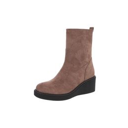 Ital-Design Stiefelette Damen Gr&ouml;&szlig;e 36 hellbraun Winterschuhe