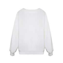 GORHEY Sweatshirt 'Wo's Crew Neck Sweatshirt with Print, Loose Long Sleeve Fleece Pullover' Damen Gr&ouml;&szlig;e S wei&szlig;