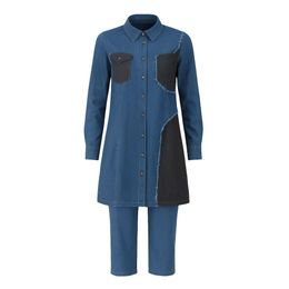 MODAMIHRAM Bluse Damen Gr&ouml;&szlig;e L blue denim / schwarz