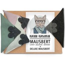 Kater Kasimir 4 x Mausbert - Die 2-in-1 Spielmaus f&uuml;r Katzen, handgemacht aus BIO-Baumwolle mit BIO-Katzenminze-, BIO-Baldrian- und Matatabi-F&uuml;llung
