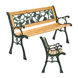 Juskys Gartenbank Venezia – 2-Sitzer Sitzbank mit Armlehnen & Rückenlehne – 122x54x73 cm