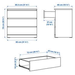 IKEA MALM Kommode mit 3 Schubladen