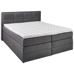CARRYHOME Boxspringbett, Anthrazit, Textil, H2 + H3, 7-Zonen, H&ouml;he ca. 18 cm, 160x200 cm, Bettkasten, Federkernmatratze, Stoffauswahl, Topper durchgehend, Wendematratze mit unterschiedlichen H&auml;rtegraden, in verschiedenen Gr&ouml;&szlig;en erh&auml;ltlich, Matratze H&auml;rtegraden erh&auml;ltlich, Schlafzimmer, Betten, Doppelbetten