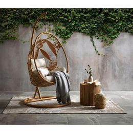 Ambia Garden H&auml;ngesessel, Grau, Natur, Metall, Kunststoff, Textil, F&uuml;llung: Polyester, 102x195x115 cm, Gartenm&ouml;bel, H&auml;ngesessel