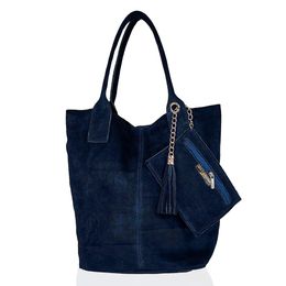 Florence Bags Leder-Shopper "Croas" in Dunkelblau - (B)33 x (H)40 x (T)15 cm - 68% | Damen-taschen