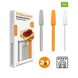 Fiskars 3er-Set: Fr&uuml;hst&uuml;cksmesser "Funtional Form" in Orange/ Grau/ Wei&szlig; - (H)21,6 cm - 14% | Kuechenhelfer