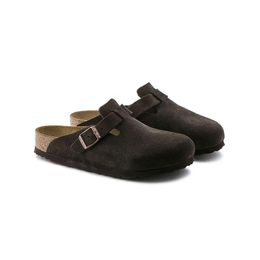 Birkenstock Leder-Clogs "Boston" in Braun - Weite N - 18% | Größe 43 | Damen-pantoletten
