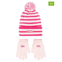 Levi's Kids 2tlg. Set: M&uuml;tze und Handschuhe in Rosa - 40% | Kindermuetzen