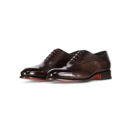 Santoni Low-Top Sneaker - Oxfords aus Leder in Antik-Optik - Gr. 44,5 (EU) - in Braun - f&uuml;r Damen