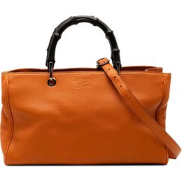 Gucci Hobo Bags - Medium Calfskin Bamboo Shopper Satchel - Gr. unisize - in Orange - f&uuml;r Damen