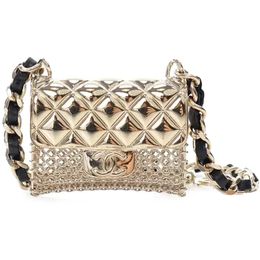 Chanel Halskette - Gold Plated Lambskin Micro Flap Bag Pendant Neckla - Gr. unisize - in Gold - f&uuml;r Damen