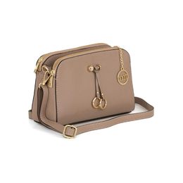 Mia Tomazzi Leder-Umh&auml;ngetasche in Taupe - (B)24 x (H)16 x (T)8 cm - 76% | Damen-taschen