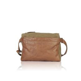 Bellicci Leder-Umh&auml;ngetasche "Sid" in Hellbraun/ Khaki - (B)32 x (H)23 x (T)12 cm - 49% | Damen-taschen