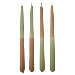 Bloomingville 4er-Set: Stabkerzen ''Burma'' in Gr&uuml;n/ Hellbraun - 4x 75 g - 11% | Kerzen-vasen