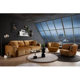 Riess Ambiente Modernes Schlafsofa DIAMOND 235cm senfgelb Chenille mit Bettkasten 3-Sitzer Couch Riess-Ambiente Wohnzimmer