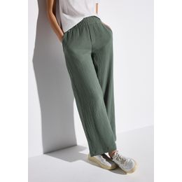 Stoffhose Street One, Damen, Gr. 38, L&auml;nge 30, gr&uuml;n (muse gr&uuml;n), Web, Obermaterial: 100% Baumwolle, unifarben, lang, Hosen Stoffhose, Sommerhose in Struktur-Optik