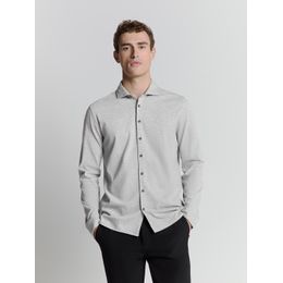 Langarmhemd NO EXCESS "NO EXCESS Jerseyhemd", Herren, Gr. XXL, Normalgr&ouml;&szlig;en, grau (graumeliert), 60% Viskose, 35% Nylon, 5% Elasthan, regular fit, Hemden
