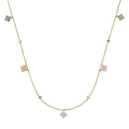 Collier "mit Behang, farbige Zirkonia, vergoldet, Silber 925", bunt (mehrfarbig), Giorgio Martello MILANO, Halsketten, Damen, 45cm, Silber 925 (Sterlingsilber), Collier