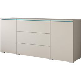 Sideboard Inosign "VERA, grifflos", beige (kaschmir), B:150cm H:67,9cm T:39,5cm, Sideboards, verstellbare Einlegeböden, Wahlweise mit oder ohne Beleuchtung