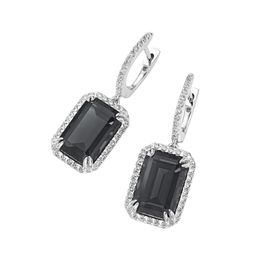 Damen Paar Creolen "mit Zirkonia und grauem Kristallstein, Silber 925", Silber 925 (Sterlingsilber)grau, Giorgio Martello MILANO, Silber 925