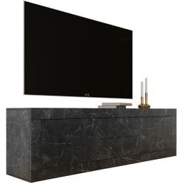 Lowboard Inosign "Basic Breite 210 cm, TV-Board 2 Türen, 2 Schubkästen, TV-Schrank", schwarz (marmor anthrazit), B:210cm H:66cm T:43cm, Sideboards, Lowboard, Metallgriff, moderne Rahmenoptik, viel Stauraum, Farbauswahl