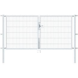 Zaundoppelt&uuml;r Alberts "Flexo", silber (silberfarben), B:250cm H:120cm, Stahl, Tore, 250 cm Breite, in versch. H&ouml;hen