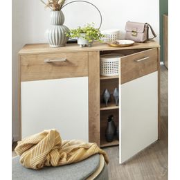 Kommode VOGL MÖBELFABRIK "Tirent", weiß (eiche, weiß), B:100cm H:84cm T:40cm, Spanplatte, Sideboards, Türkommode, mit 2 Türen
