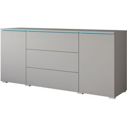 Sideboard Inosign "VERA, grifflos", weiß (grau pallad), B:150cm H:67,9cm T:39,5cm, Sideboards, verstellbare Einlegeböden, Wahlweise mit oder ohne Beleuchtung