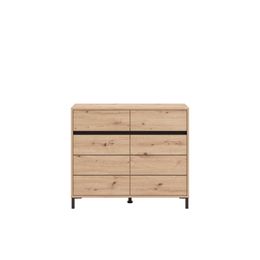 Kommode Inosign "Marron für Wohnzimmer, Flur, Schlafzimmer", schwarz (eichefarben, schwarz), B:106cm H:90cm T:40cm, FSC-zertifizierter Holzwerkstoff, Sideboards, Kommode, Breite 106 cm, mit 2 Schubladen, hinter Türen 4 Fächer