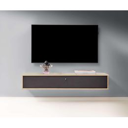 TV-Board HAMMEL FURNITURE "Mistral Fernsehschrank, Medienmöbel, Hängend", weiß (eiche weiß), B:133cm H:23cm T:32,5cm, Sideboards, mit Klapptür mit Akustikstoff, Lowboard, Breite: 133 cm