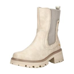 Stiefelette Mustang Shoes "Mustang Shoes Stiefelette Lederimitat/Textil", Damen, Gr. 40, beige, Lederimitat, Textil, Schuhe Stiefelette