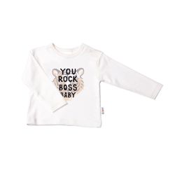 Langarmshirt Liliput "Rock Boss Baby", Mädchen, Gr. 50/56, beige (ecru), 100% Baumwolle, bedruckt, Rundhals, Shirts, mit Druckknöpfen auf der Schulter