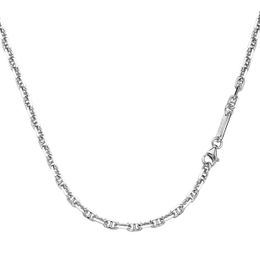 Silberkette "Stegankerkette, diamantiert, massiv, Silber 925" Gr. 60, silber, Giorgio Martello MILANO, Halsketten, Herren, 60cm, Silber 925 (Sterlingsilber), Silberkette