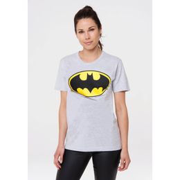T-Shirt logoshirt "Batman - Logo", Damen, Gr. L, grau (grau, meliert), 100% Baumwolle, unifarben, normal, Rundhals, Shirts T-Shirt, mit trendigem Print