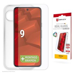 Displex Displayschutzglas &raquo;Real Glass Screen Protector inklusive Case&laquo; f&uuml;r Google Pixel 9 Kontur und &Ouml;ffnungen sind optimal abgestimmt auf das Google Pixel 9,