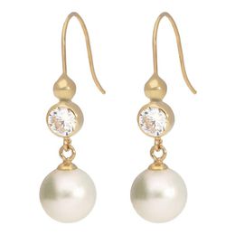 Firetti Paar Ohrhaken &raquo;Schmuck Geschenk Gold 375 Ohrschmuck Ohrringe&laquo; gelbgoldfarben-kristallwei&szlig;-wei&szlig; + kristallwei&szlig; 7 mm Elegante Ohrringe mit...