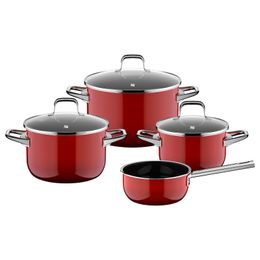 WMF Topf-Set »Fusiontec Essential Pro« Set, 7 tlg. tlg. Edelstahl Glas Rot