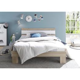 Schlafkontor Futonbett &raquo;Lyon&laquo; Eiche Sonoma Abs. Wei&szlig; Hochglanz Liegefl&auml;che L&auml;nge Breite: 200 cm x 140 cm