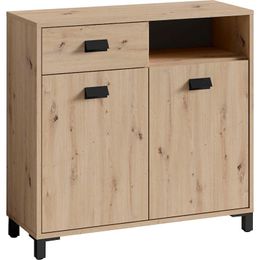 ByLiving Badkommode &raquo;Wellness&laquo; 80cm Badezimmer Kommode mit Metallgriffen und viel Stauraum Artisan eichefb.