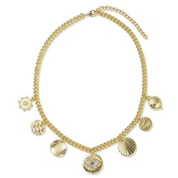 Firetti Kette mit Anh&auml;nger &raquo;Schmuck Geschenk Edelstahl Halskette B&ouml;ser Blick Magisches Auge&laquo; gelbgoldfarben-blau-schwarz-kristallwei&szlig; Modische...