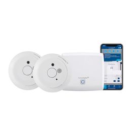 homematic IP Rauchmelder &raquo;Access Point + 2x Rauchwarnmelder&laquo; wei&szlig; Leuchtendes homematic IP Symbol signalisiert den Betriebszustand