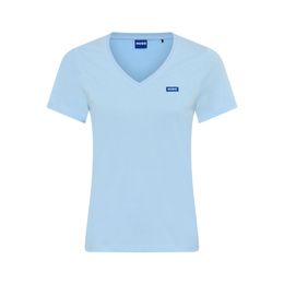 T-Shirt HUGO BLUE "Classic V", Damen, Gr. L (40), open blau 477, Single Jersey, Obermaterial: 100% Baumwolle, unifarben, regular fit normal, V-Ausschnitt, eingesetzt normaler Saum, Shirts T-Shirt