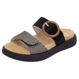 Remonte Pantolette, Sommerschuh, Schlupfschuh in veganer Verarbeitung schwarz-natur 42 42 Pantolette mit gro&szlig;er Zierschlie&szlig;e auf dem Klettriegel...