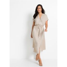 bonprix Hemdblusenkleid beige 40 - N-Gr N-Gr 40 Hemdblusenkleid mit elegantem Stil f&uuml;r einen modischen Look