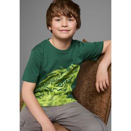 Kidsworld Jungen Kidsworld T-Shirt &raquo;GECKO&laquo; Kurzarm, Basic-Passform, bedruckt, Rundhalsausschnitt gr&uuml;n 152/158