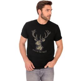 TRIGEMA T-Shirt &raquo;T-Shirt mit Hirschmotiv&laquo; 1 Stk. schwarz M M DELUXE-Single-Jersey