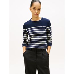 Tommy Hilfiger Rundhalspullover &raquo;CO JERSEY STITCH LS C-NK SWT&laquo; Dark Night Navy/Calico Multi Stp XXL (44) XXL (44) Pullover von Tommy Hilfiger
