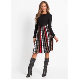 bonprix Strickkleid &raquo;Strickkleid mit Karos&laquo; Strickkleid mit Karos schwarz/rot/braun/wollwei&szlig; kariert 40/42 (M) - N-Gr N-Gr 40/42 (M) Karomuster als...