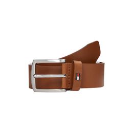 Tommy Hilfiger Lederg&uuml;rtel &raquo;DENTON 3.5 cm breit EXT&laquo; Einfachdornschlie&szlig;e, Metalllogo Cognac